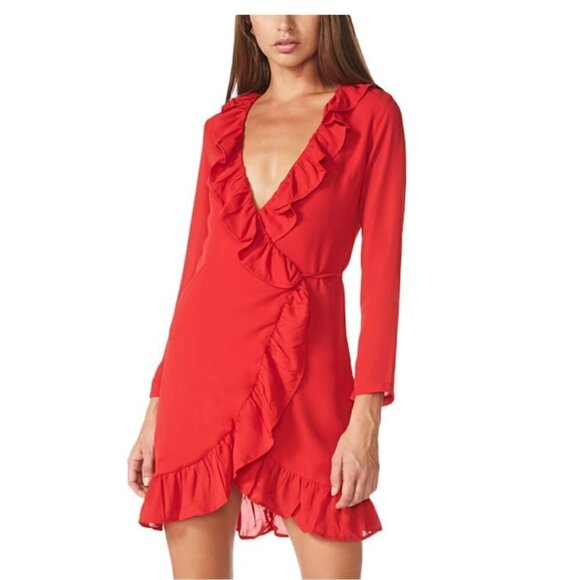 Lioness | Dresses | Red Wrap Dress Mini Small | Poshmark